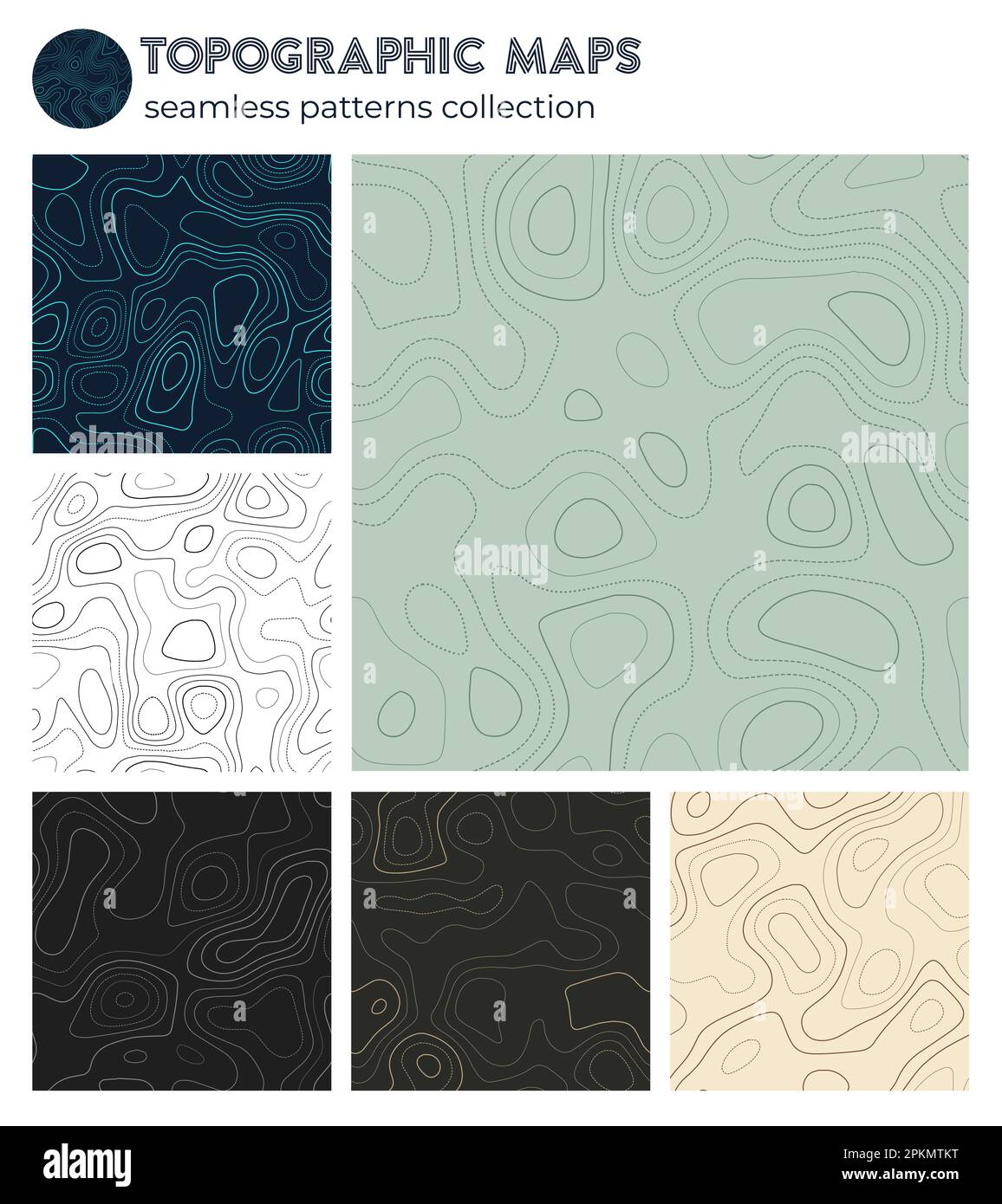 Topographic maps. Amazing isoline patterns, seamless design. Artistic ...
