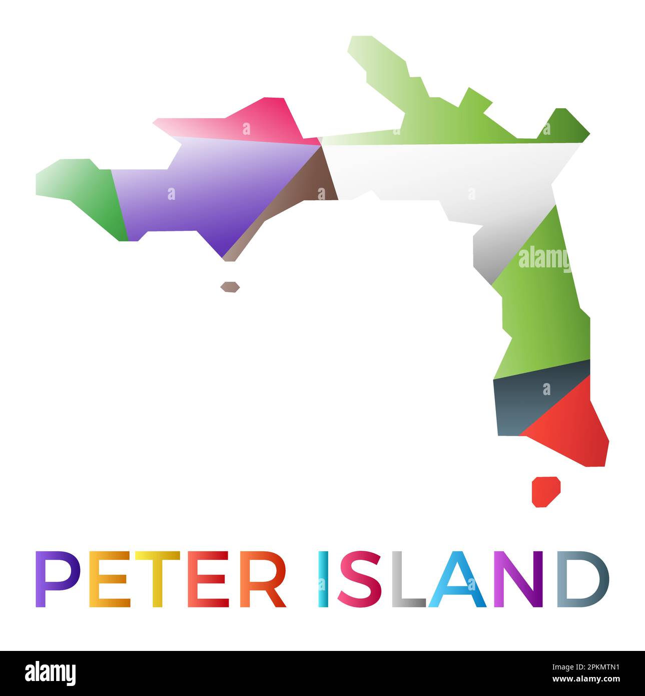 Bright colored Peter Island shape. Multicolor geometric style island ...