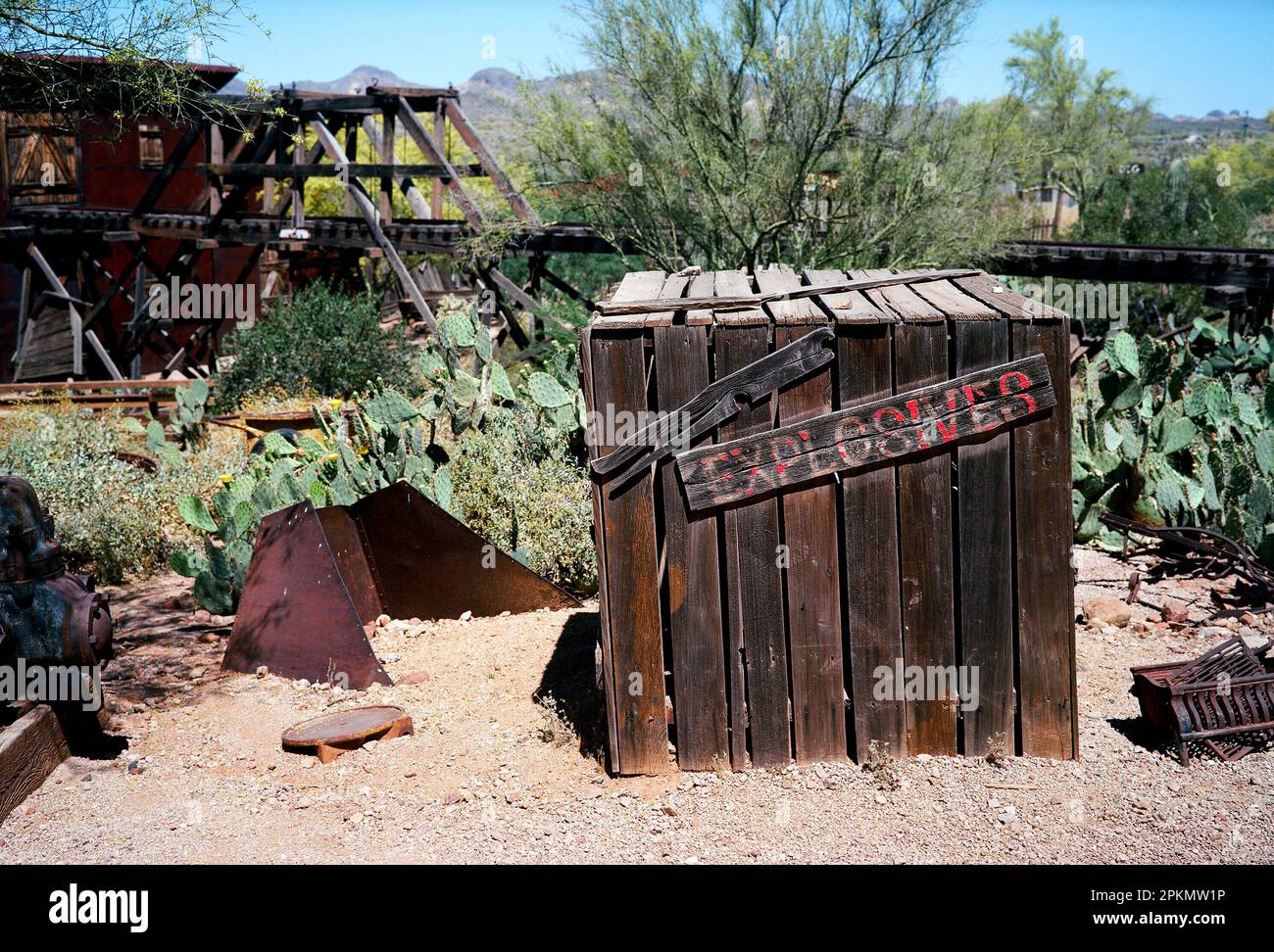 Old explosives wooden storage shed from closed mine Stock Photo - Alamy