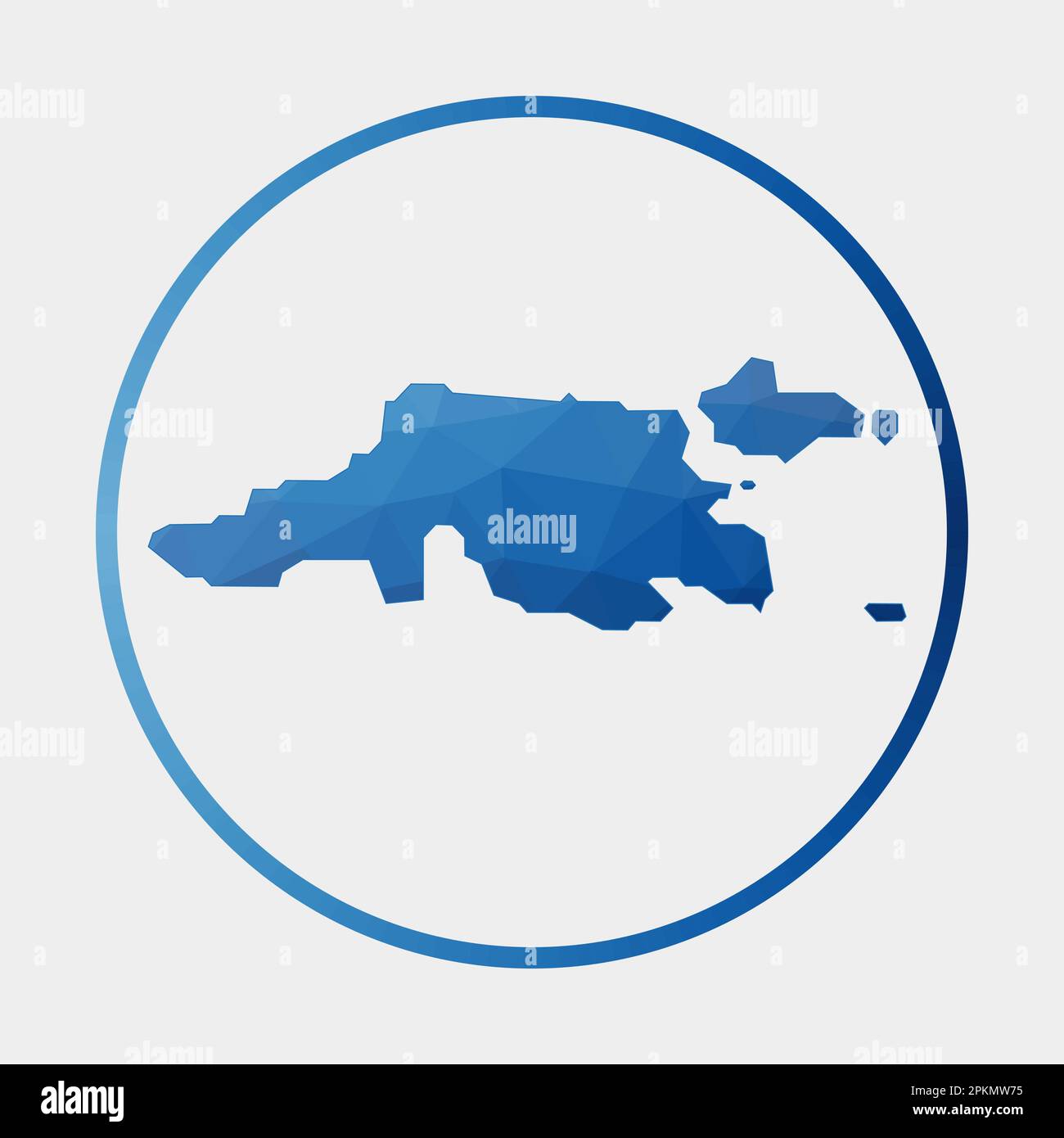 Jost Van Dyke icon. Polygonal map of the island in gradient ring. Round ...
