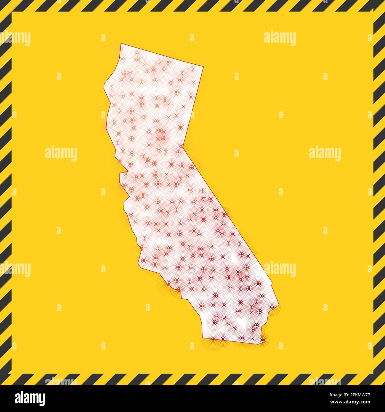 California closed - virus danger sign. Lock down US state icon. Black ...