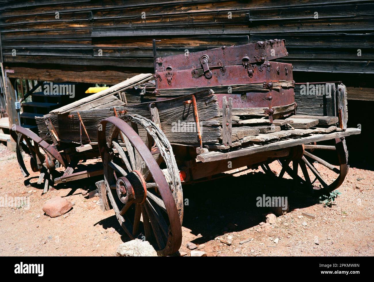 Old broken down wooden wagon in a ghost town Stock Photo - Alamy