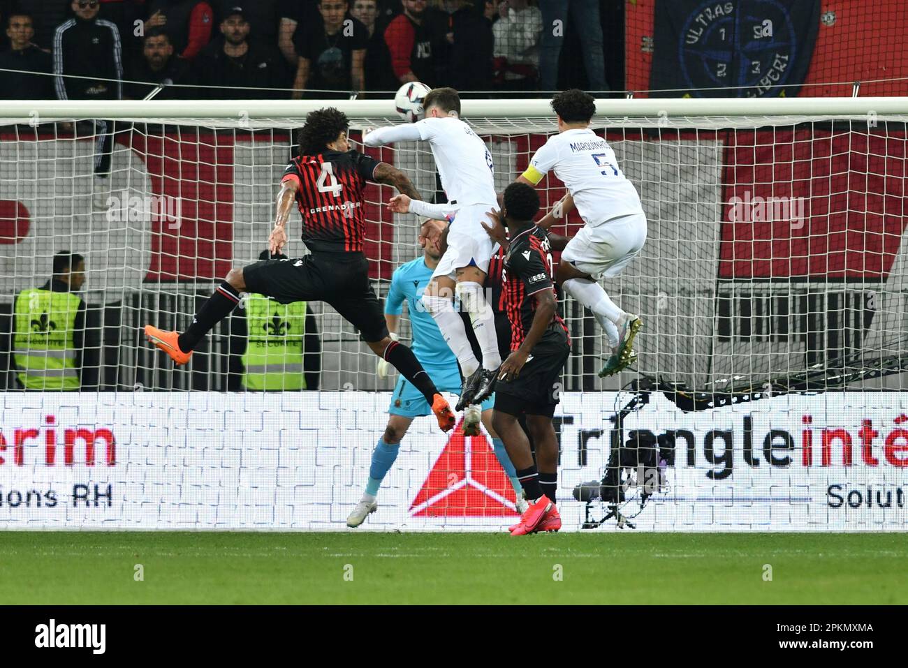 Nice, France. 08th Apr, 2023. sergio ramos (psg) scores the 0-2 during ...