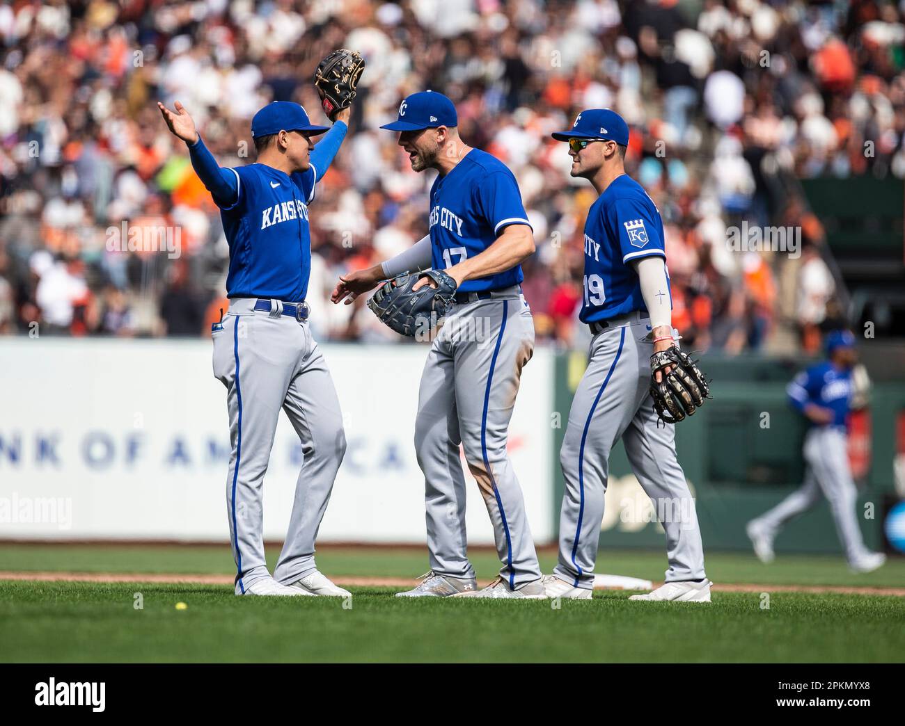 April 08 2023 San Francisco CA, U.S.A. Kansas City shortstop Nicky ...