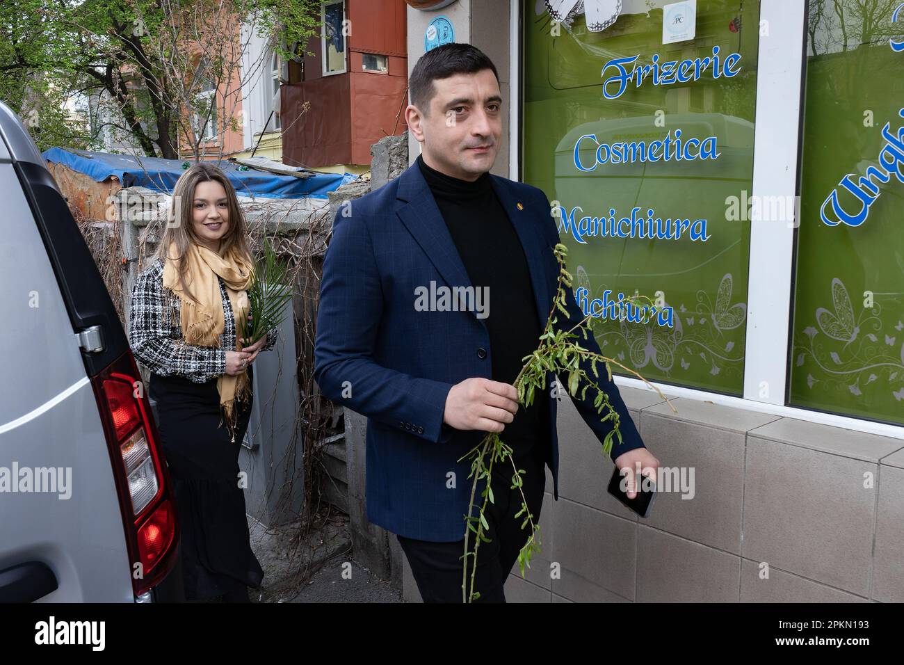 Bucharest, Romania. 8th Apr, 2023: George Simion, (R) Romanian deputy ...