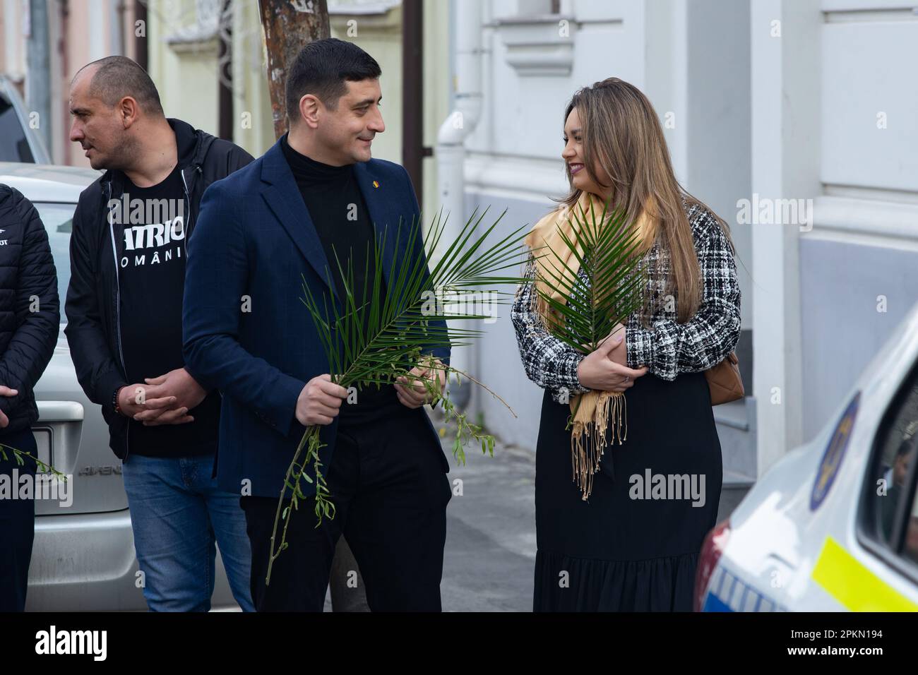 Bucharest, Romania. 8th Apr, 2023: George Simion, (L) Romanian deputy ...