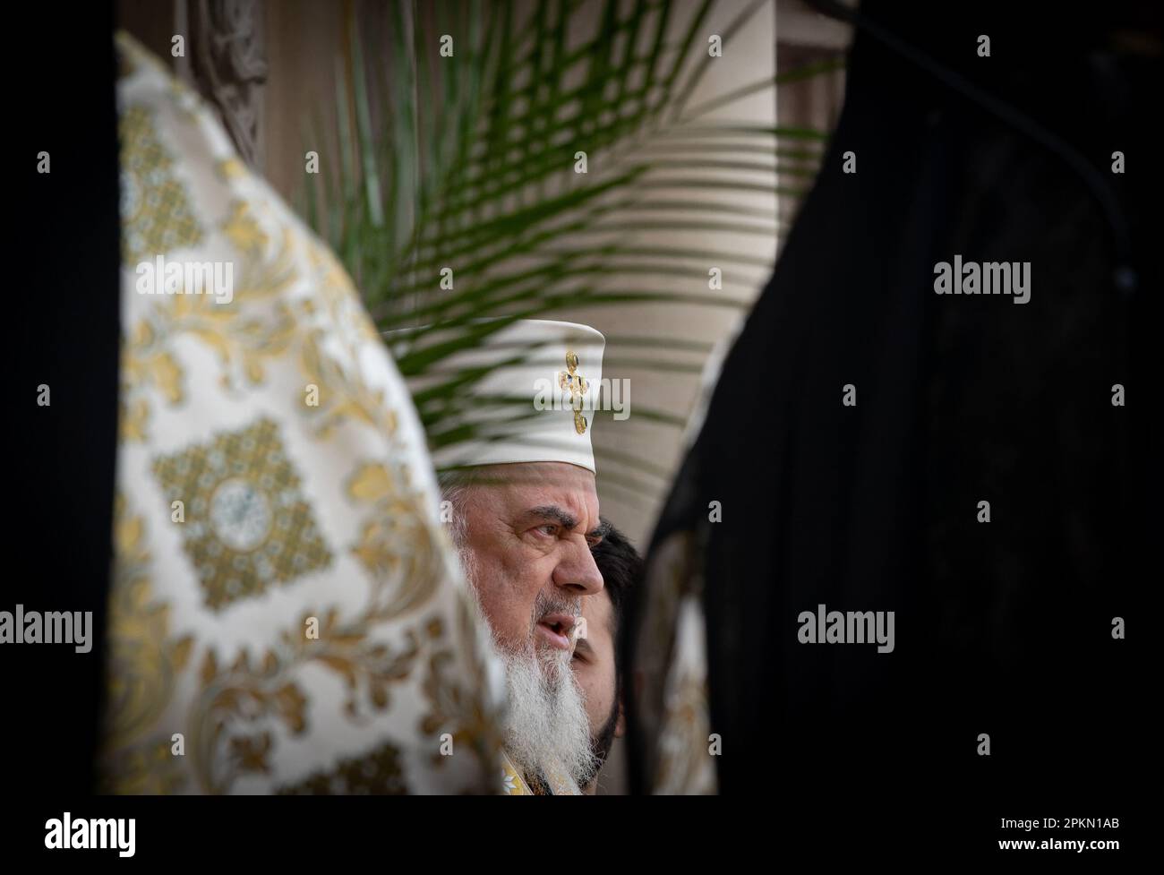 Bucharest, Romania. 8th Apr, 2023: Patriarch Daniel of Romania hold a ...
