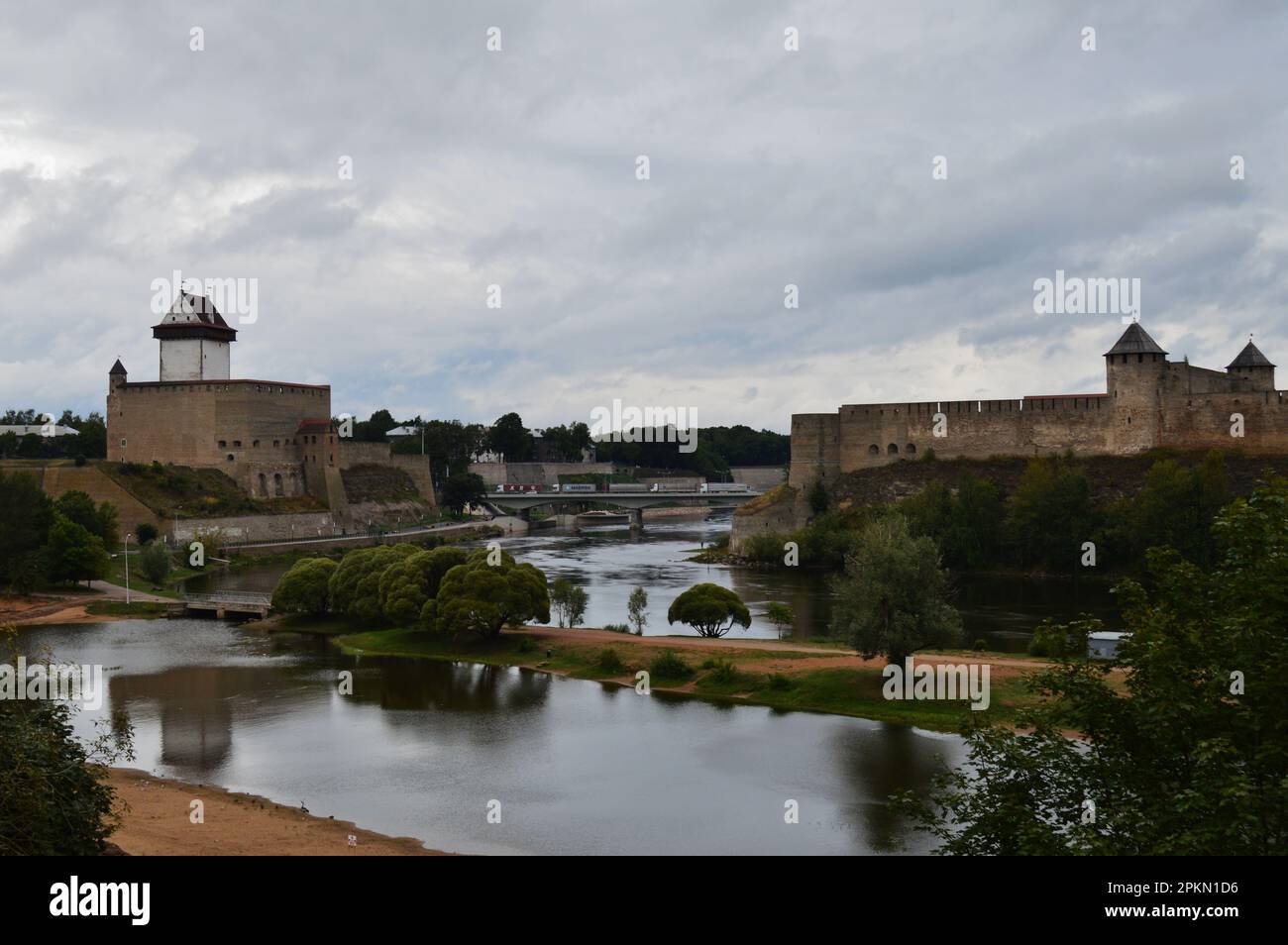 Castle of Narva, Estonia, border between Russia and the EU Stock Photo ...