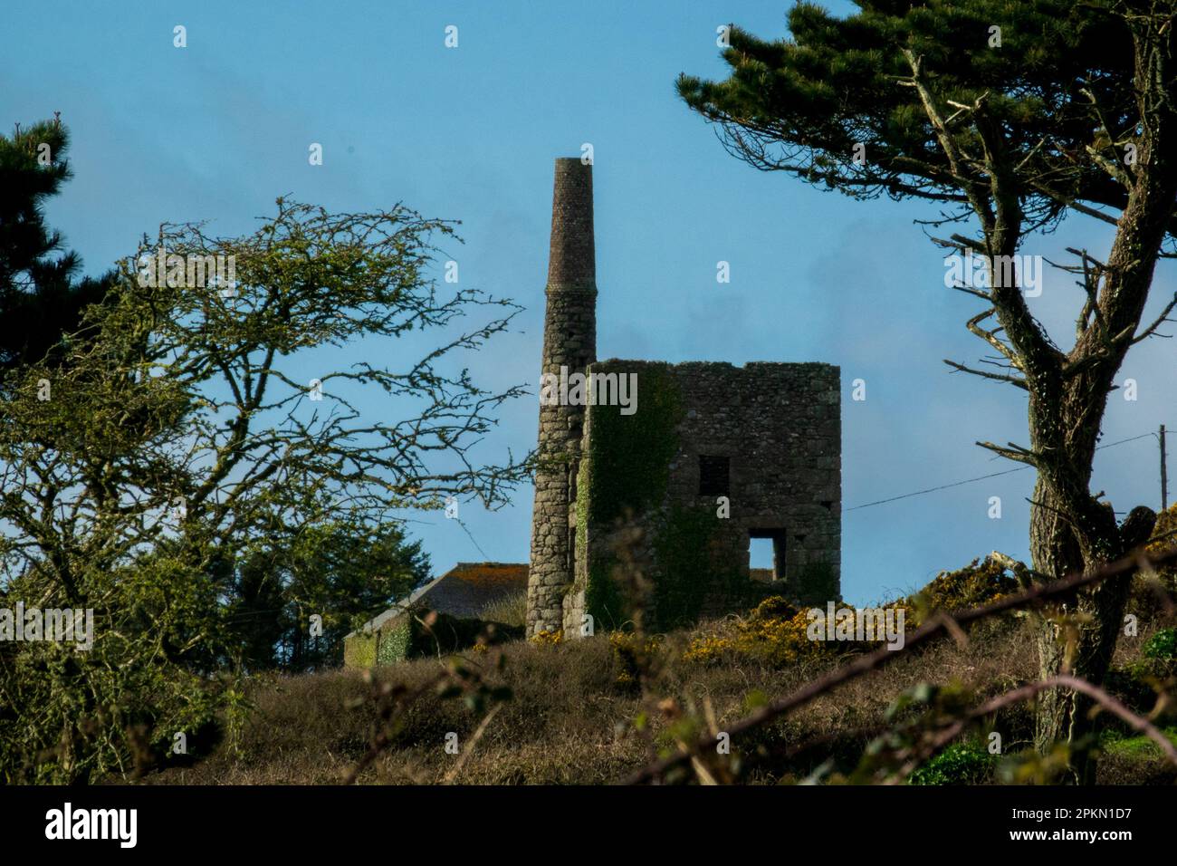 Wheal Owles, tin mine, engine house Stock Photo - Alamy