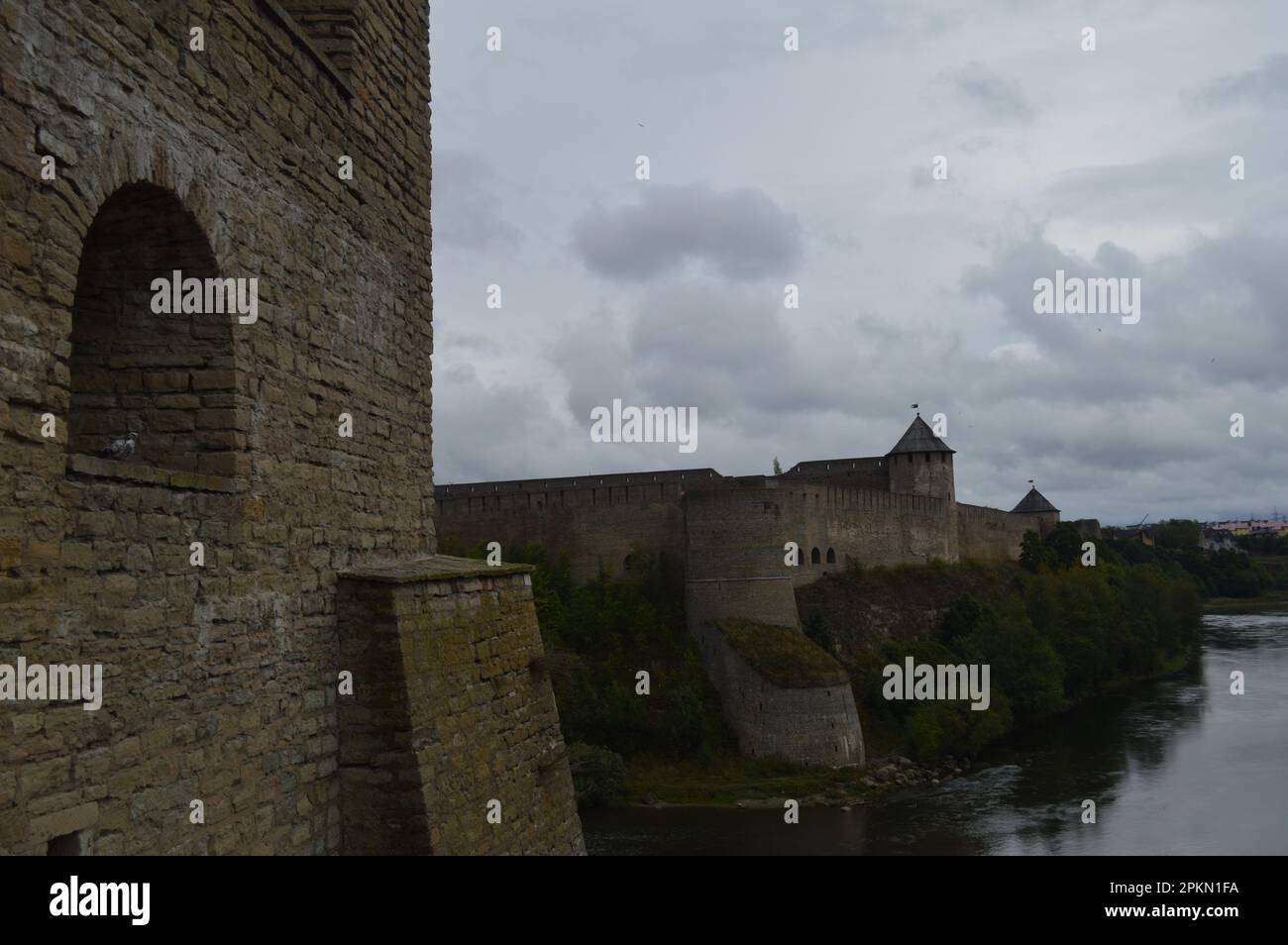 Castle of Narva, Estonia, border between Russia and the EU Stock Photo ...