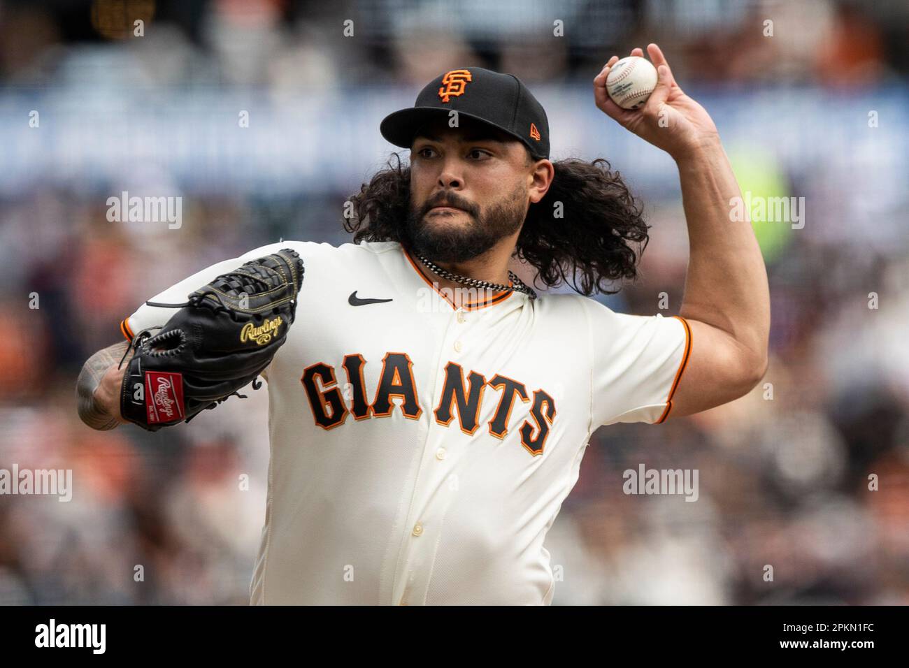 San Francisco Giants pitcher Sean Manaea delivers against the Kansas ...