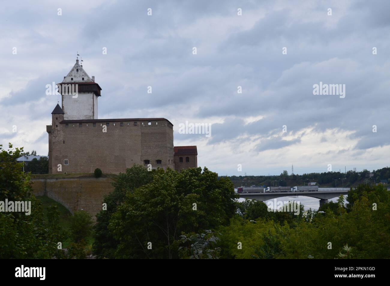 Castle of Narva, Estonia, border between Russia and the EU Stock Photo ...