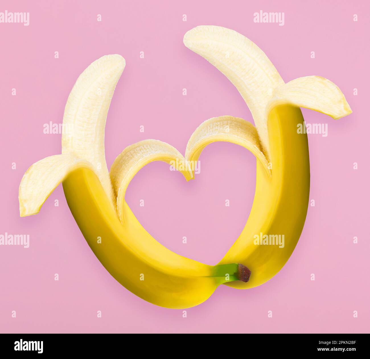 Love fruits, Two peeled bananas arranged together in shape of heart ...