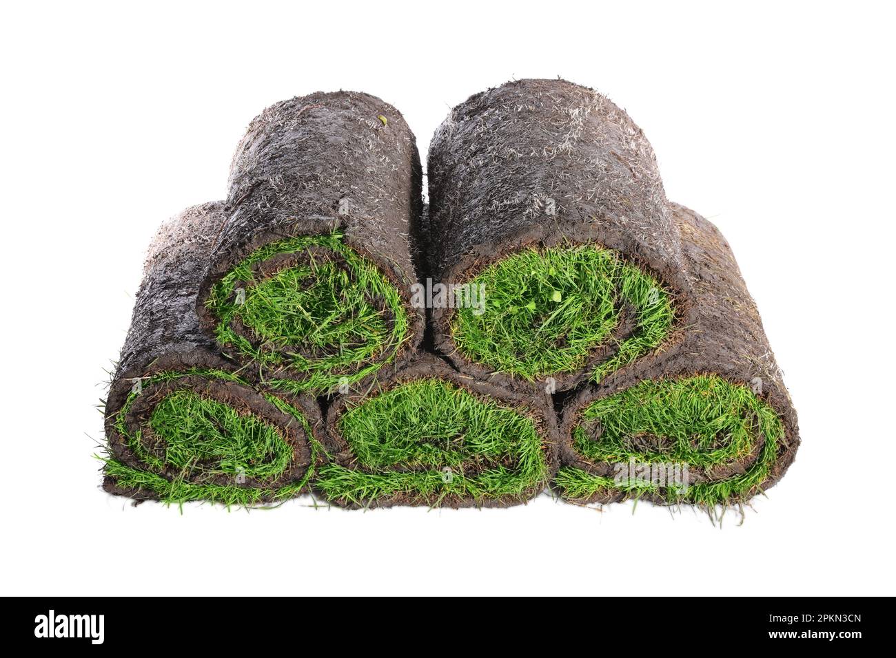 Rolls of grass sod on white background Stock Photo - Alamy