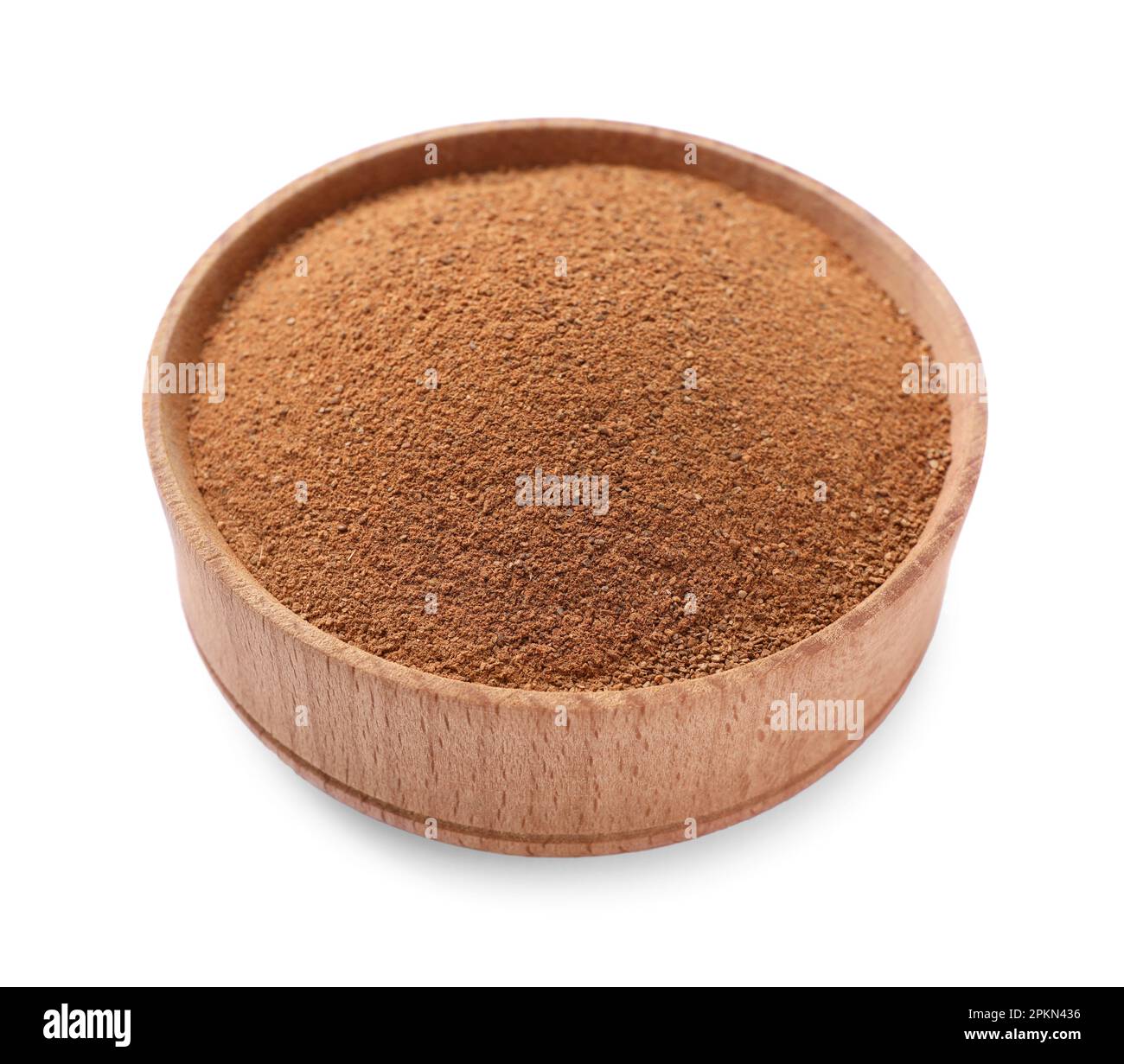 Aromatic cinnamon powder in wooden bowl on white background Stock Photo ...