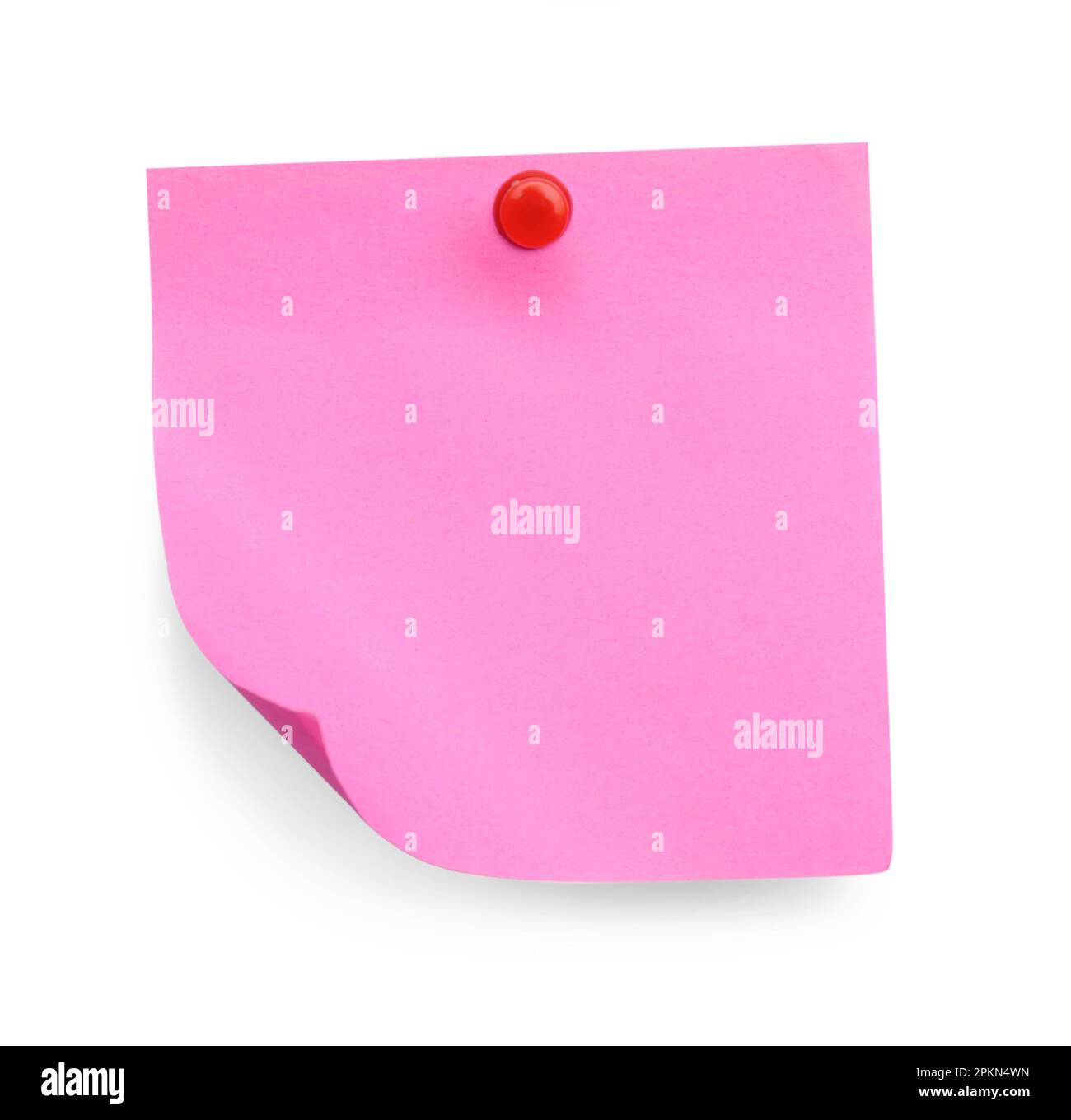 Blank pink note pinned on white background, top view Stock Photo - Alamy