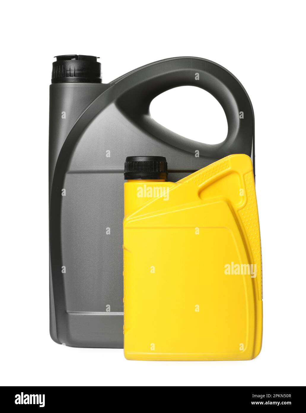 Motor oil in different containers on white background Stock Photo - Alamy