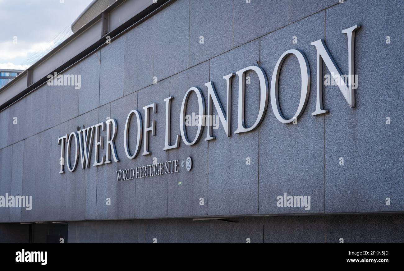 London, England - April 07 2023 : Tower of London signage , The tower ...