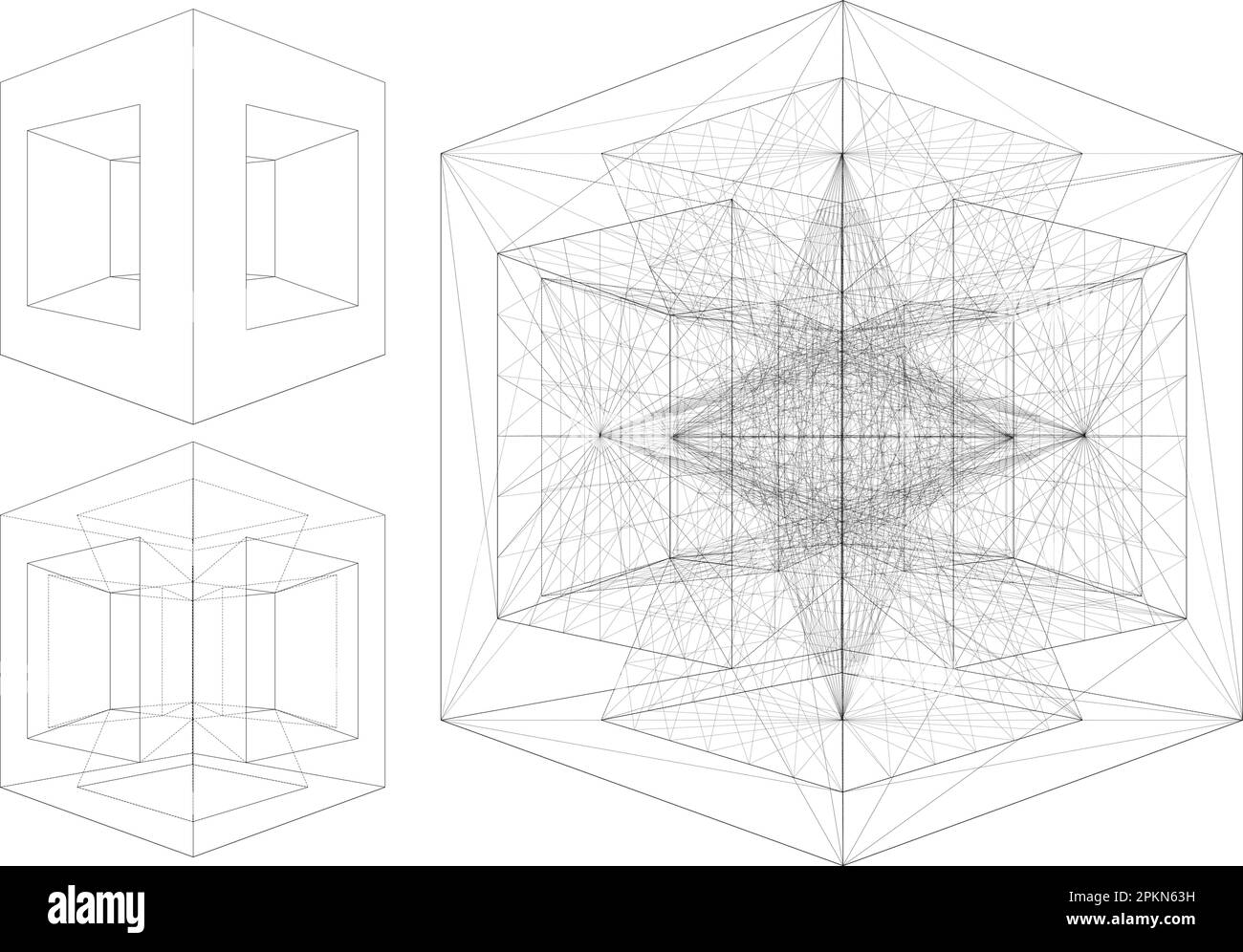 Box And Six Pyramids Subtraction Vector. Cube Subtraction With Pyramids ...