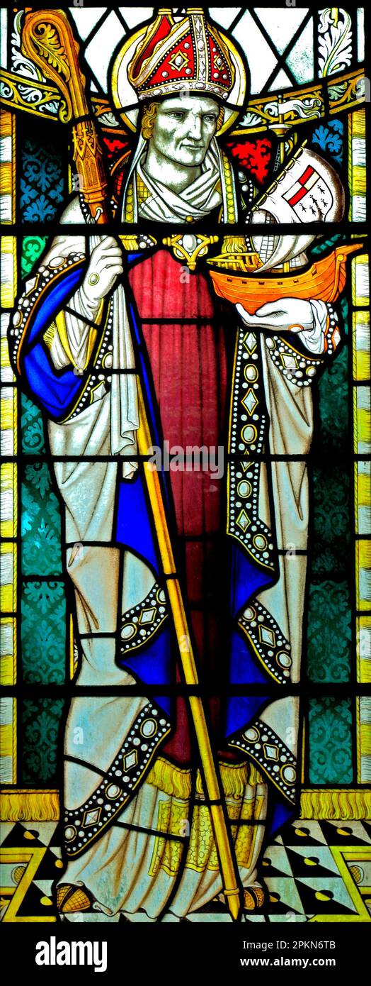 St. Nicholas, stained glass window, Wells next the Sea, Norfolk ...