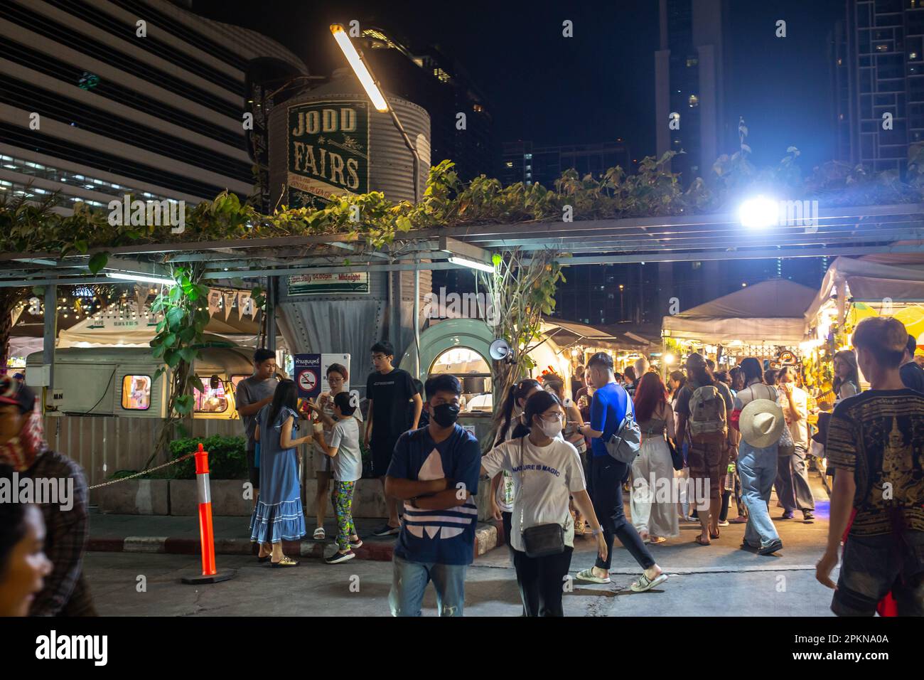 Bangkok, Thailand - April 8, 2023: People at the Jodd Fair's night ...