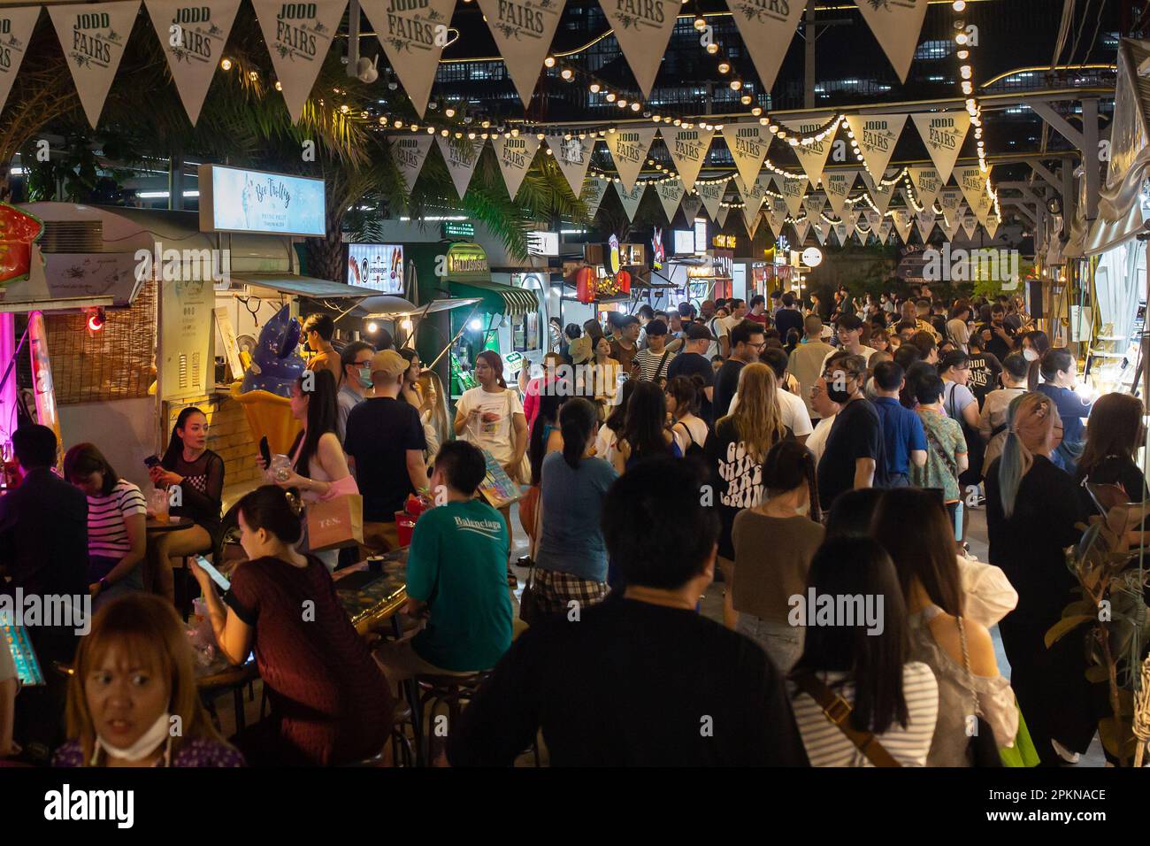 Bangkok, Thailand - April 8, 2023: People at the Jodd Fair's night ...