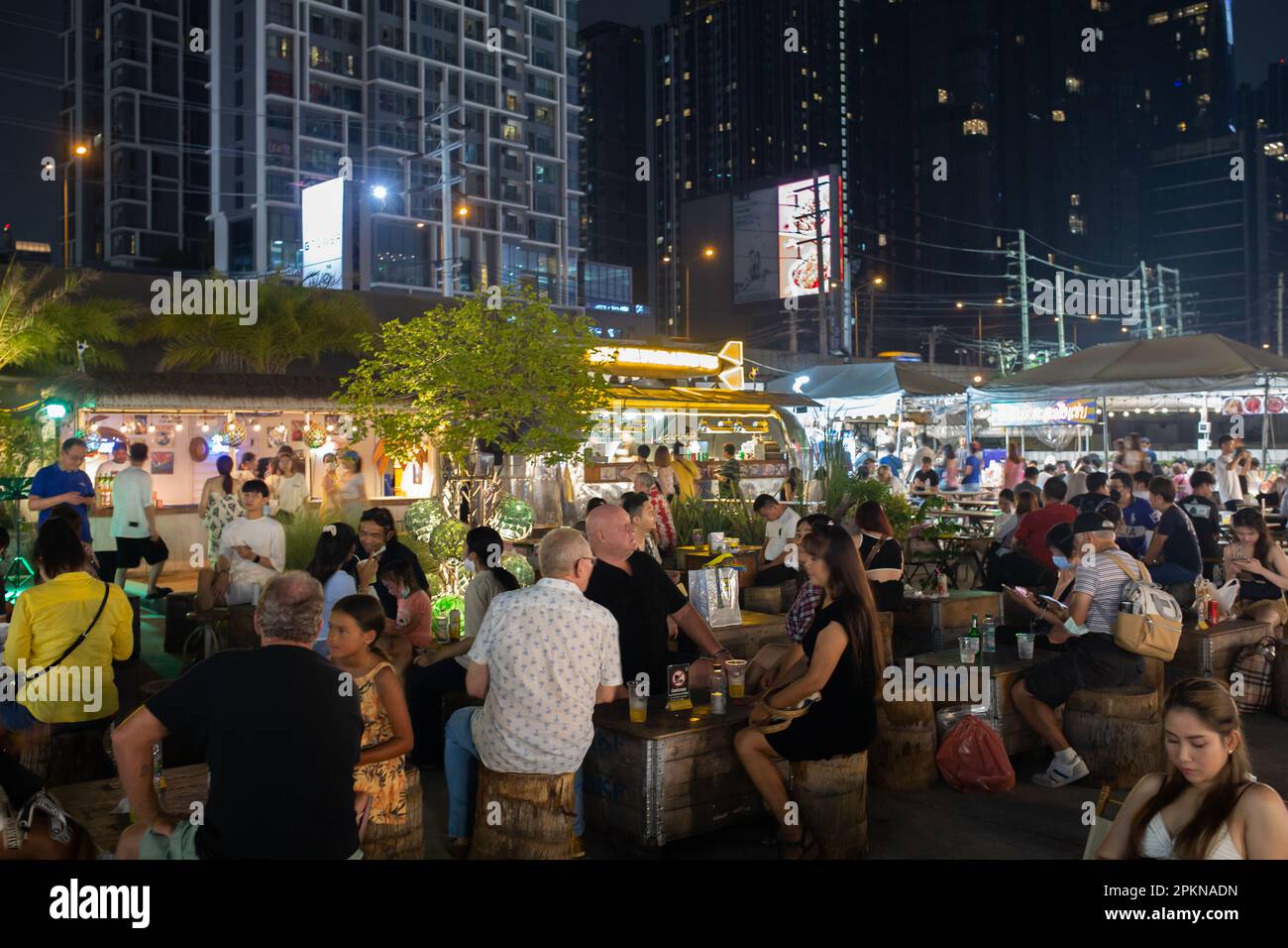 Bangkok, Thailand - April 8, 2023: People at the Jodd Fair's night ...