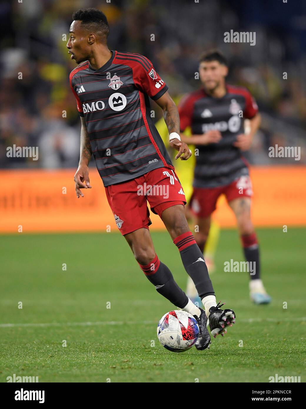 April 8, 2023: Toronto FC midfielder Mark-Anthony Kaye (14) dribbles ...