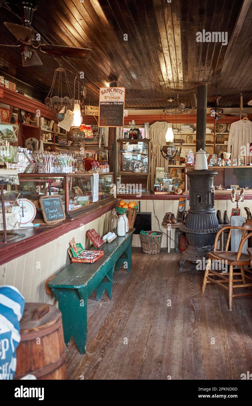 Interior view of a restored antique rural general store Stock Photo - Alamy