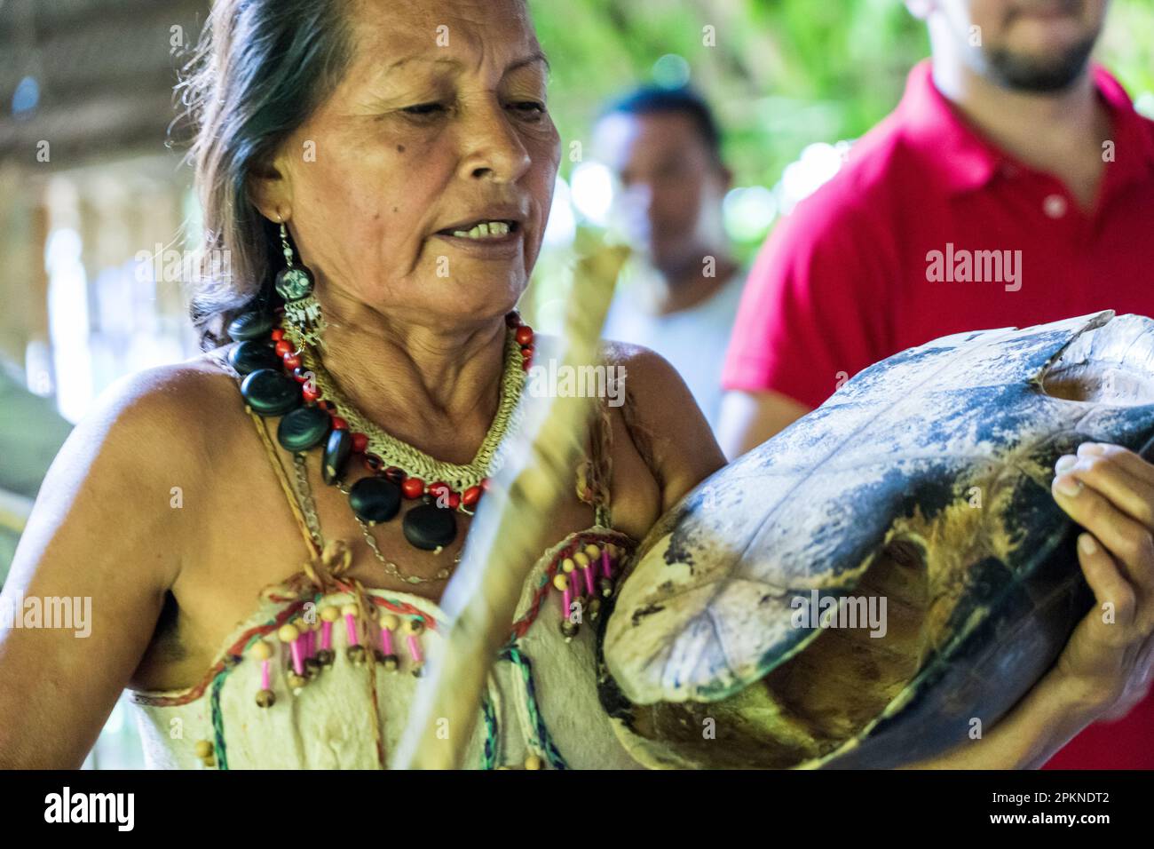 Ticuna women of Colombia reenact traditional dancing and music Stock ...