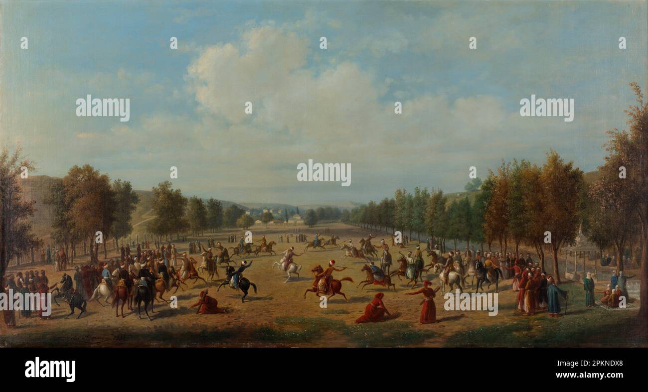 A Jereed Game in Kağıthane late 19th century by Luigi Acquarone Stock ...