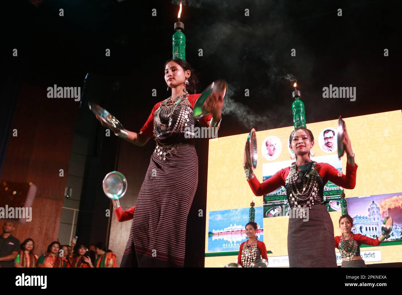Kolkata, India. 08th Apr, 2023. Artist from Tripura perform Flock dance ...