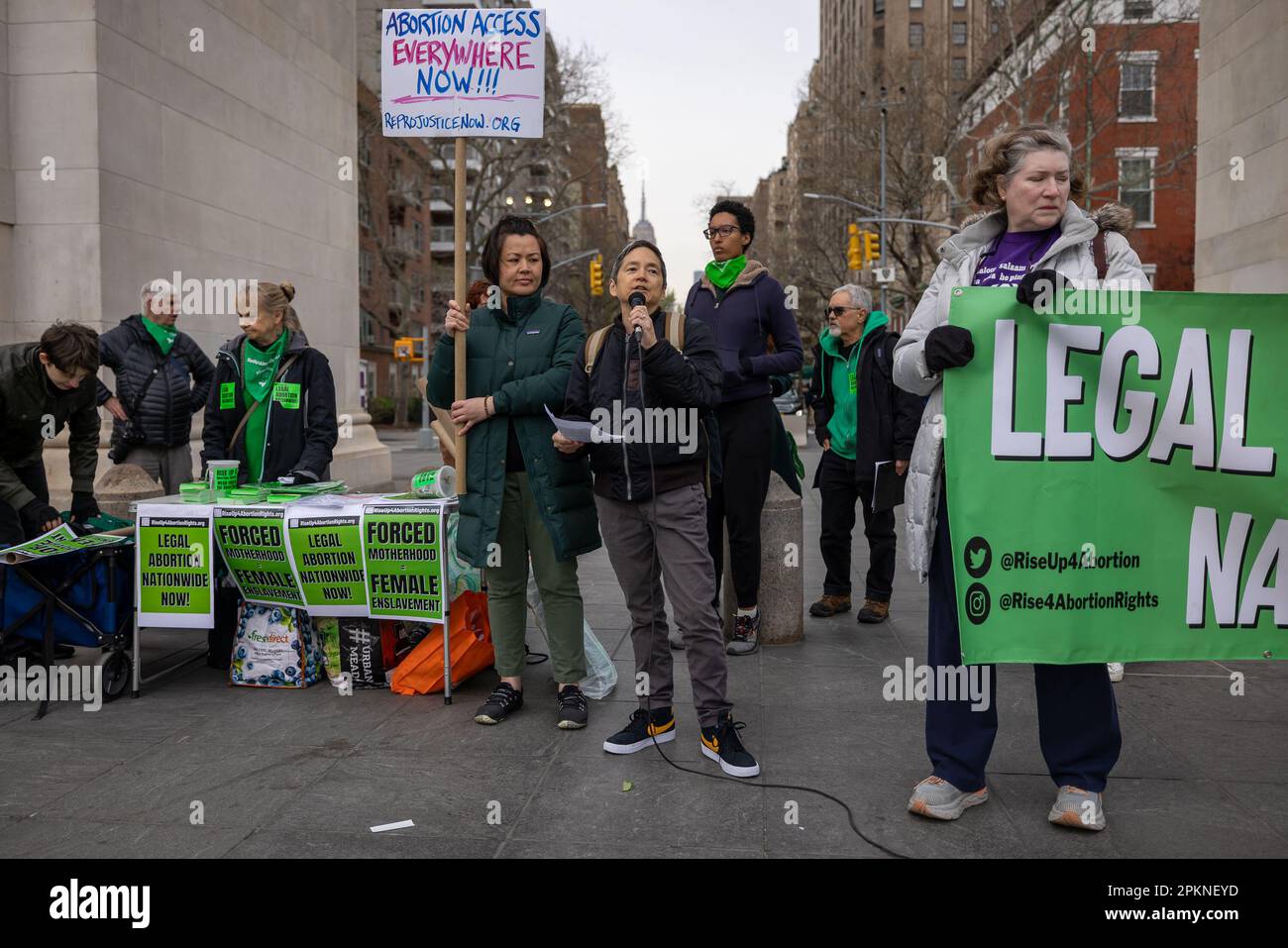 NEW YORK, NEW YORK - APRIL 08: Pro-choice activist speaks out in a ...