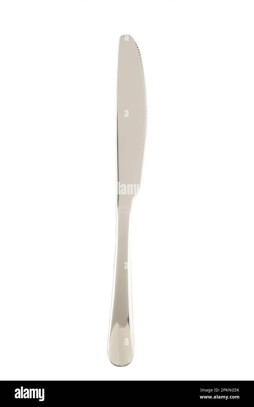 Silver knife isolated on white background. Top view Stock Photo - Alamy