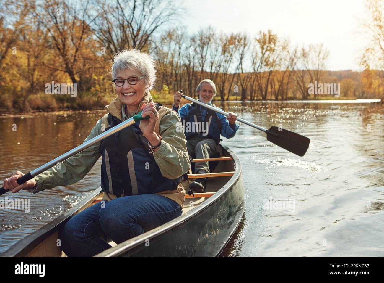 The perfect activity for nature lovers. a senior couple going for a ...