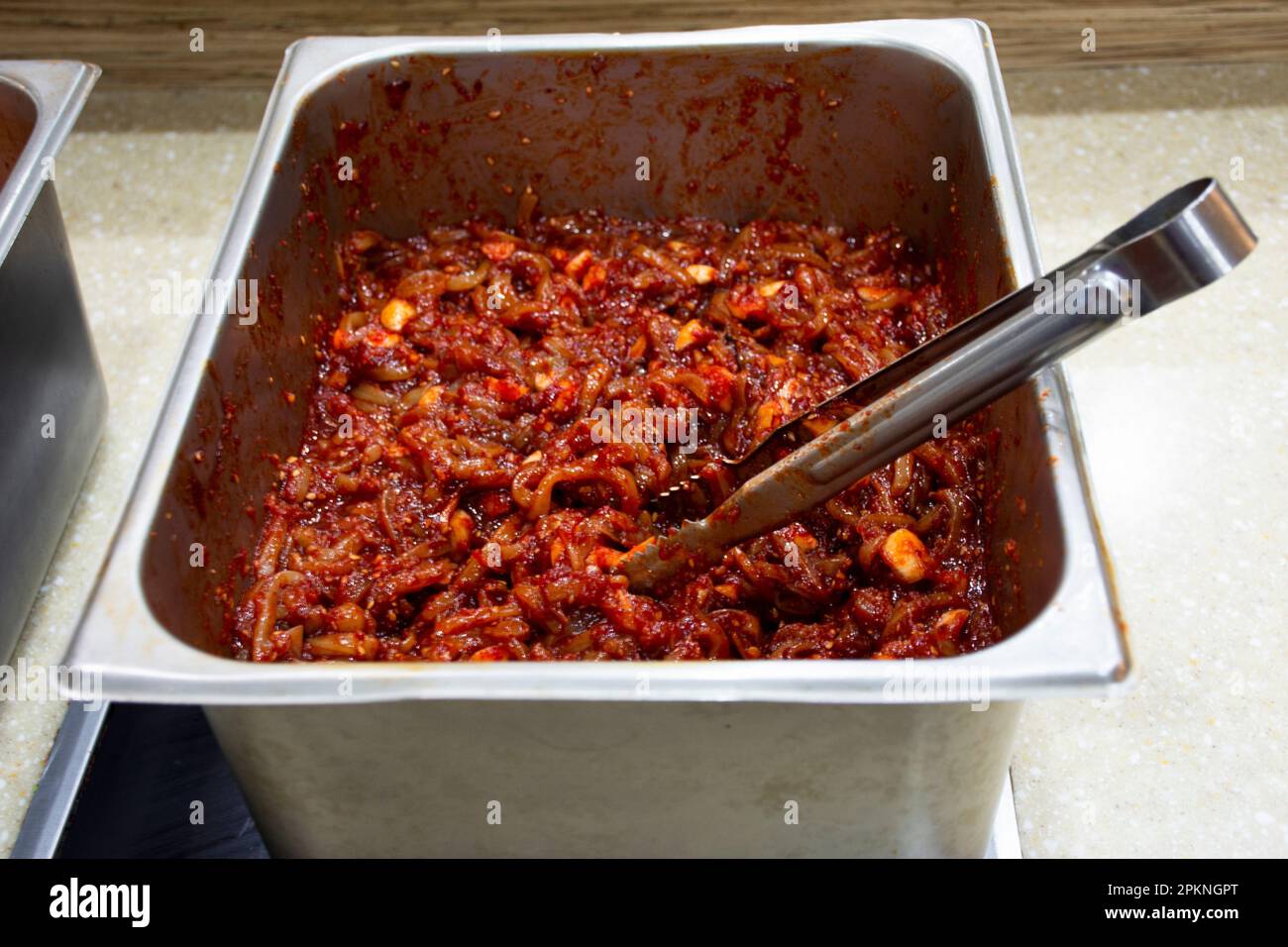 Local traditional korean gourmet food fresh squid kimchi for korean ...