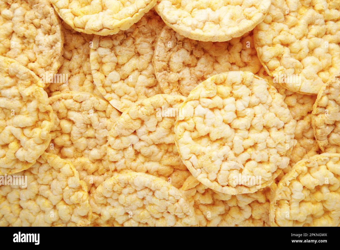 Corn crispbreads background. Corn crackers. Top view Stock Photo - Alamy