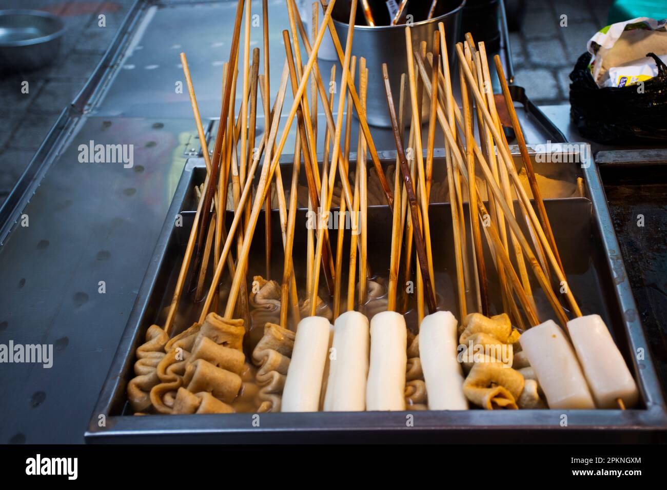 Local hawker stall traditional korean gourmet on street food bazaar ...