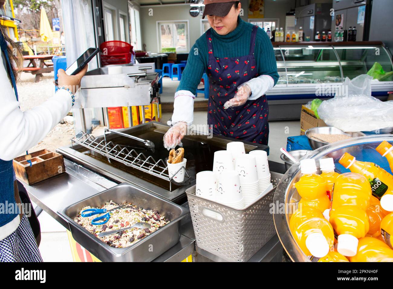 Local hawker stall traditional korean gourmet on street food bazaar ...