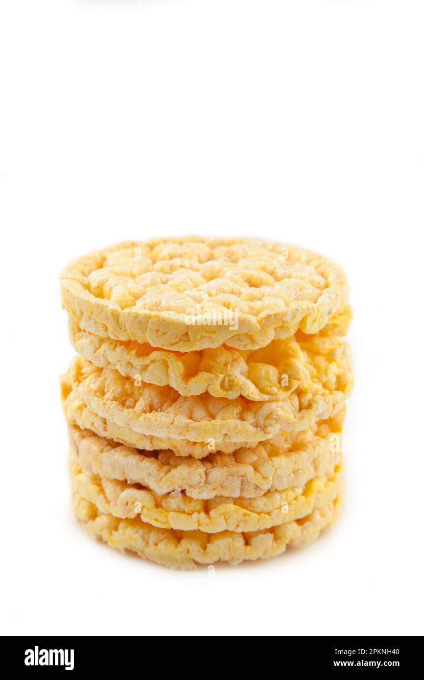 Corn round crispbread, crunchy multigrain cereal seeds isolated on ...