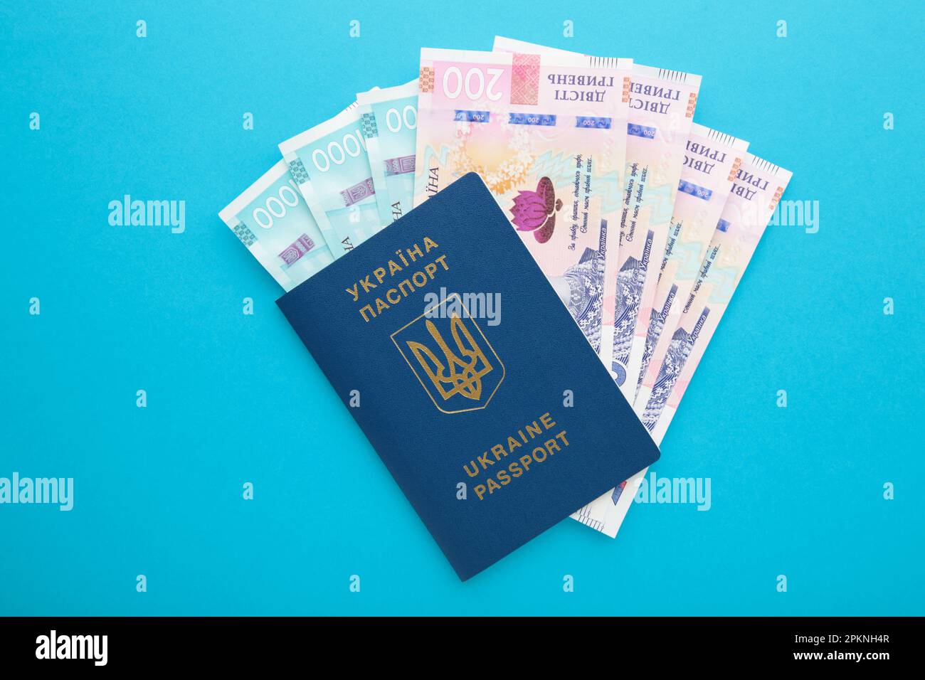Ukrainian passport and money. Biometric passport of a citizen of ...