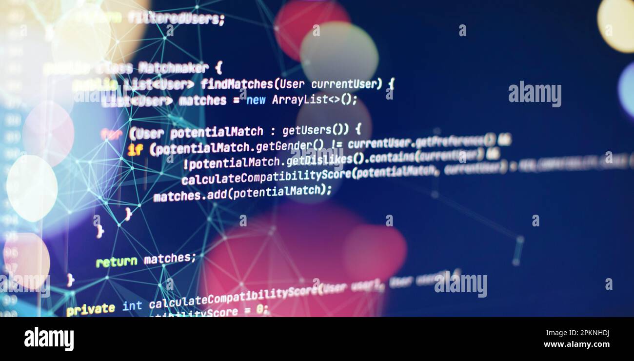 Programming code. Programming code on computer screen. Technology ...