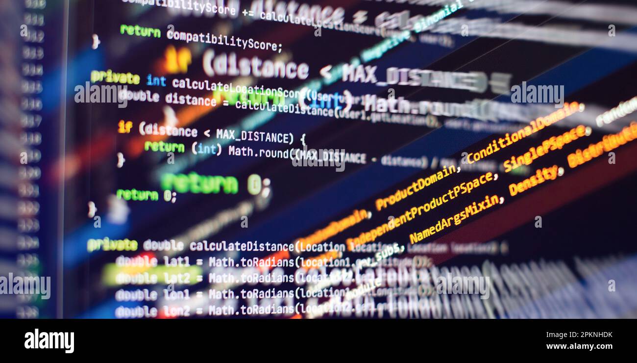 Programming code. Programming code on computer screen. Technology ...