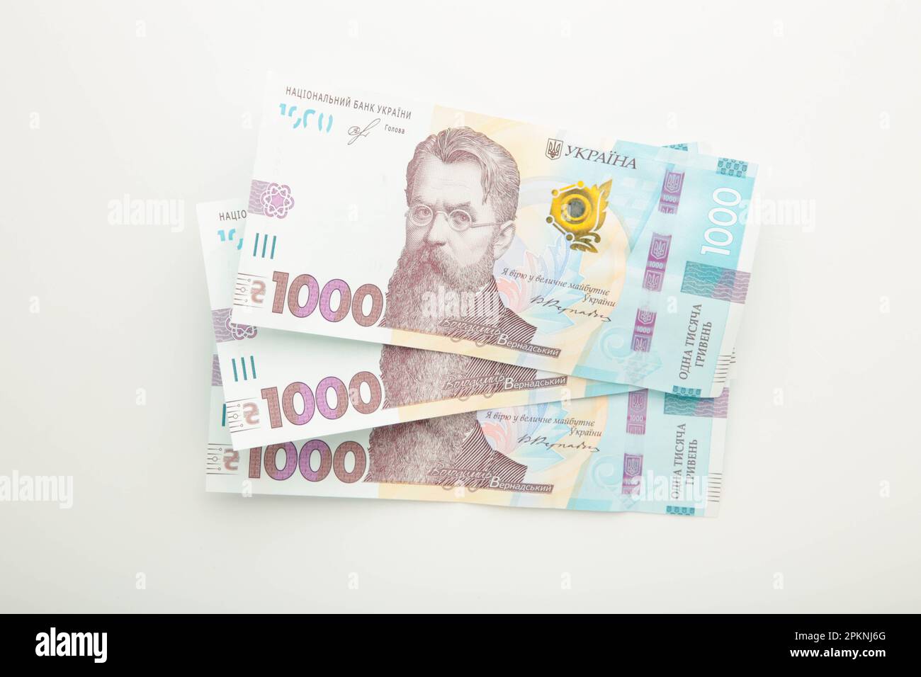 1000 new banknote of Ukraine on white background. Save and money ...