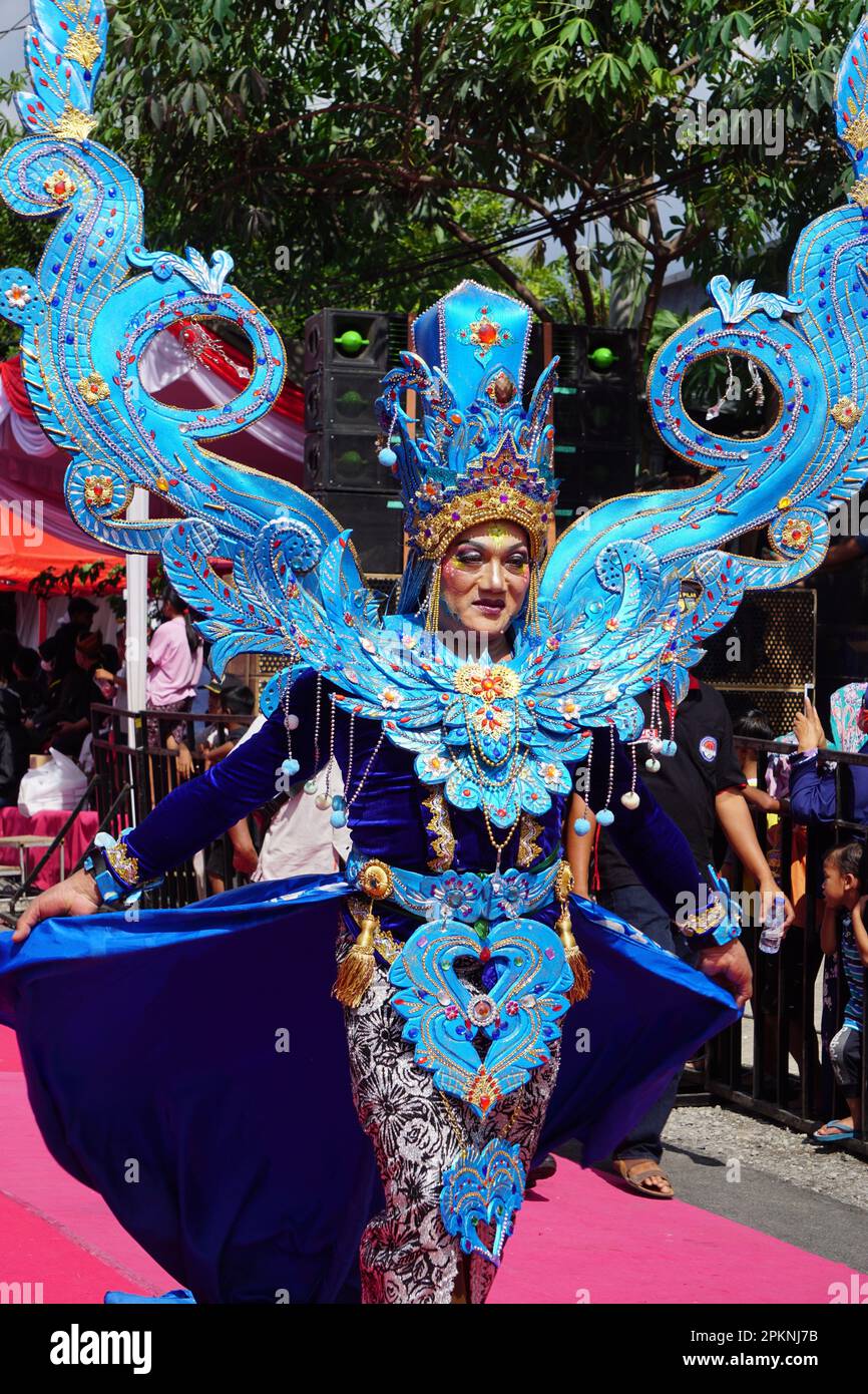 The participant in Biro Fashion Carnival. This is one of the Indonesian costume carnivals Stock ...