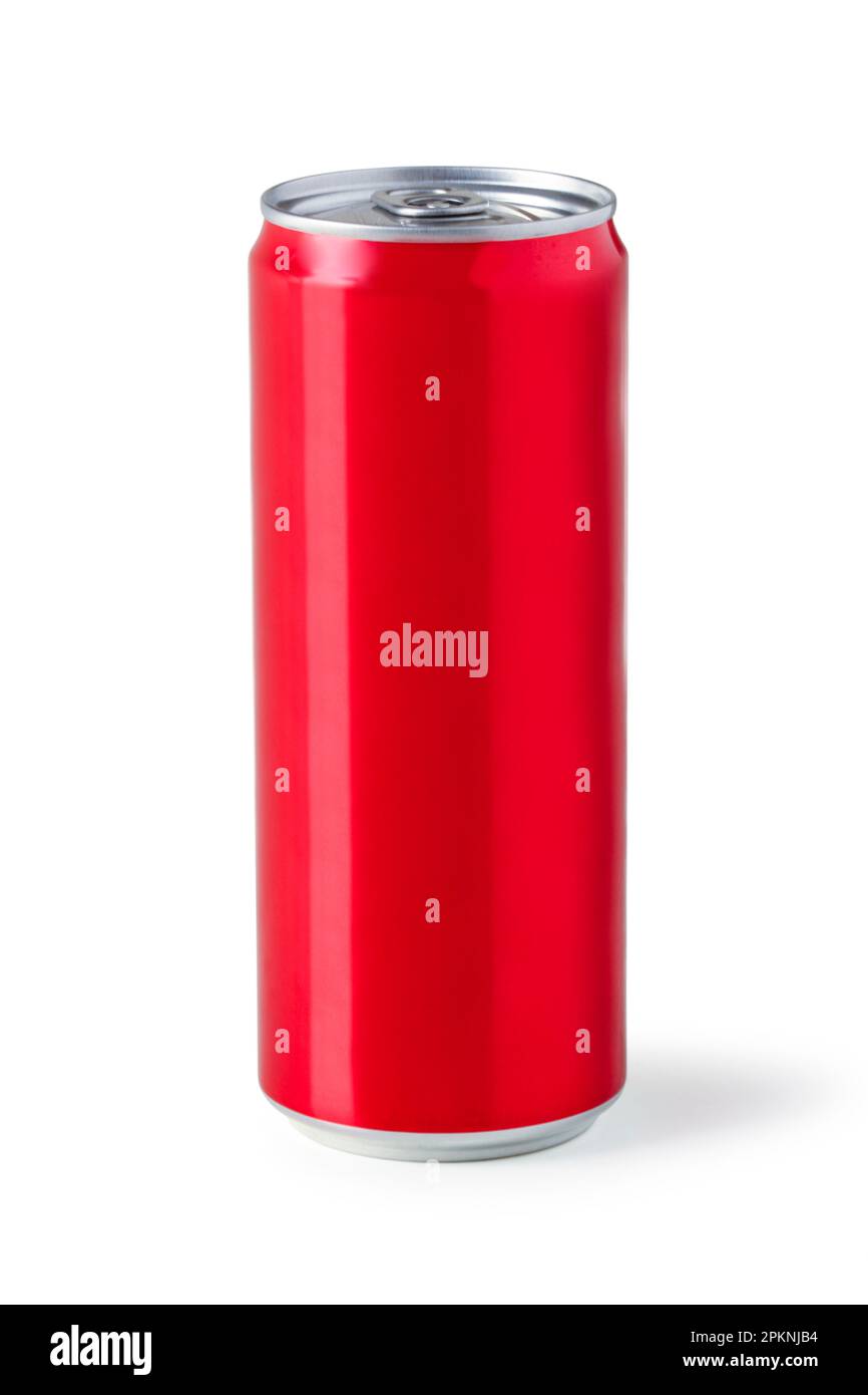 Red aluminum tin can with drink isolated on white background Stock ...