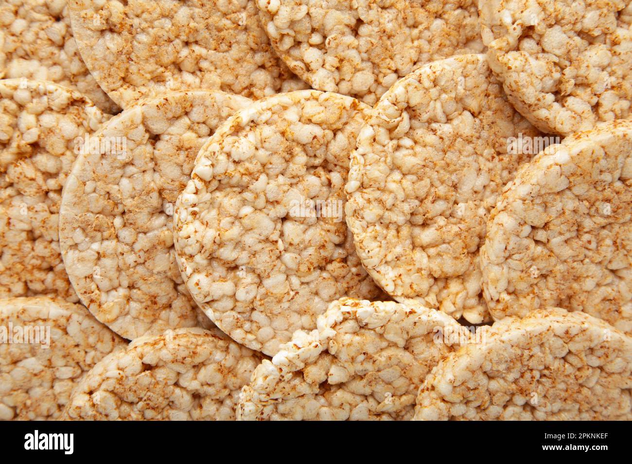 A stack of dietary round, airy, crisp buckwheat crispbread background ...
