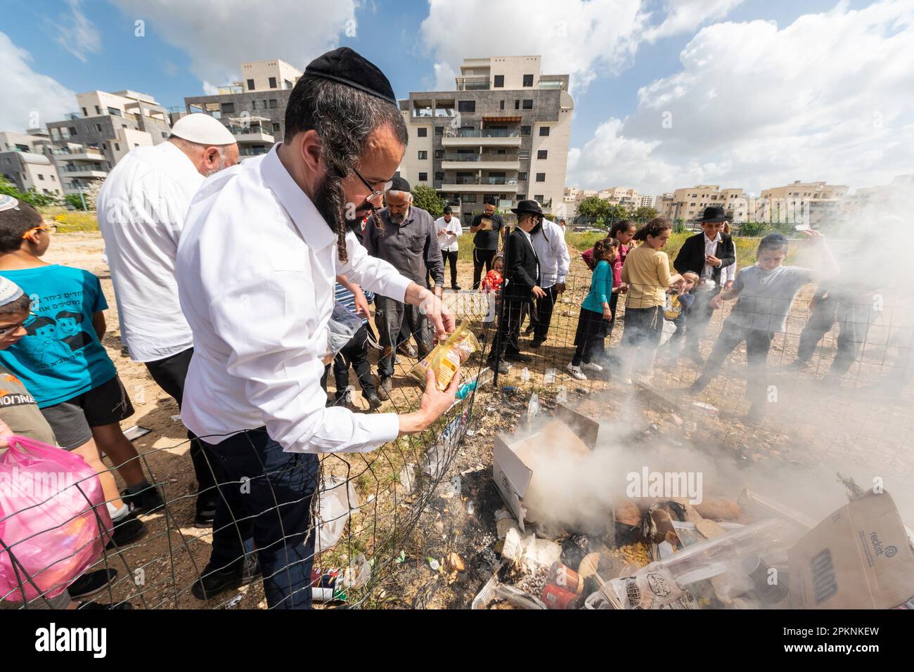 Harish, Israel. Jewish ritual burning of bread, wheat and flour ...