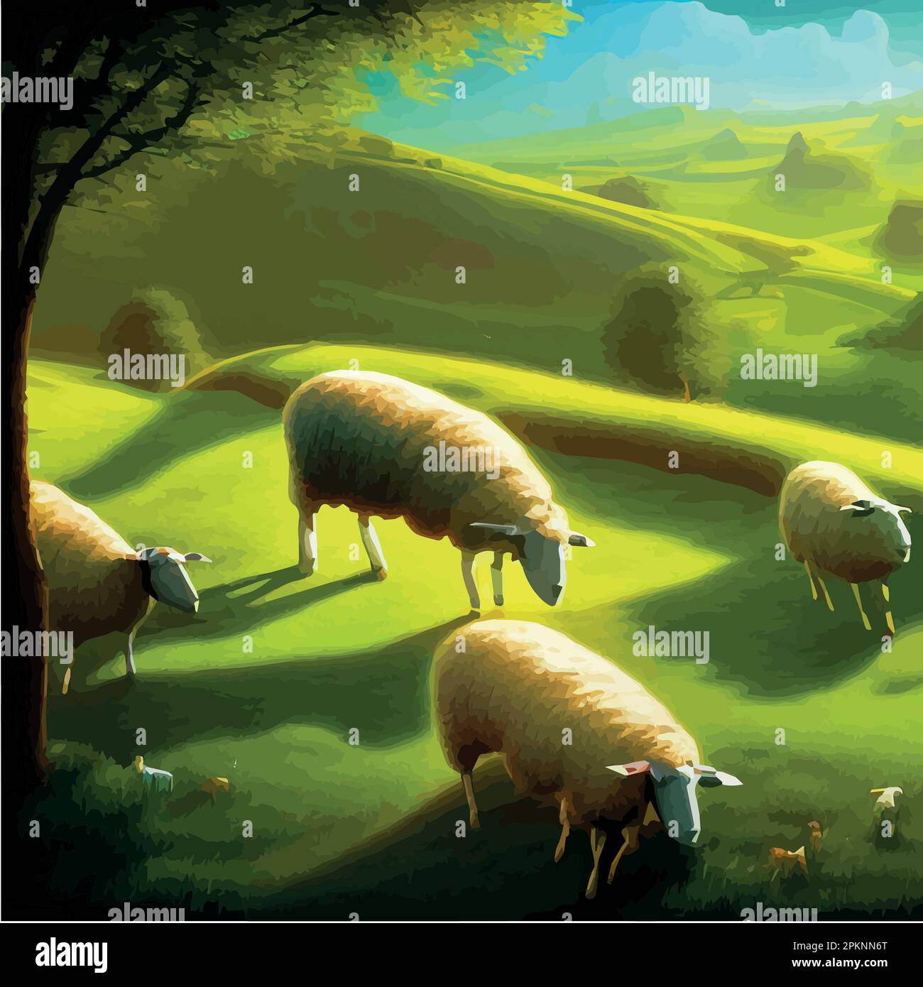 Happy sheep chewing Stock Vector Images - Alamy