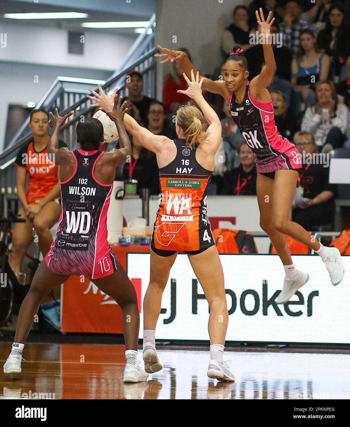 Shamera Sterling of the Thunderbirds keeps the ball in play during the ...